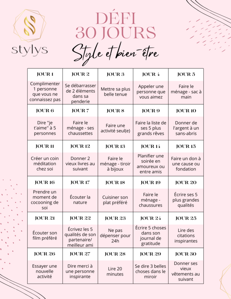 Défi 30 jours style et bien-être - Stylys - Styliste personnelle